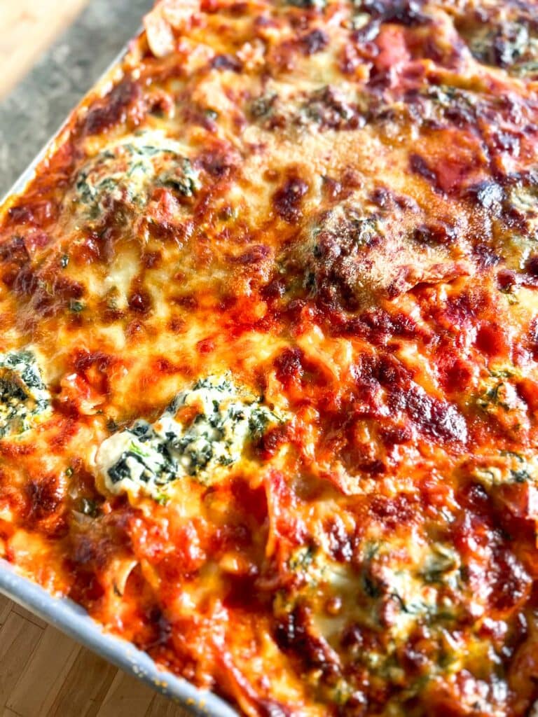 Low FODMAP Sheet Pan Lasagna with Spicy Sausage & Spinach - FODMAP Everyday